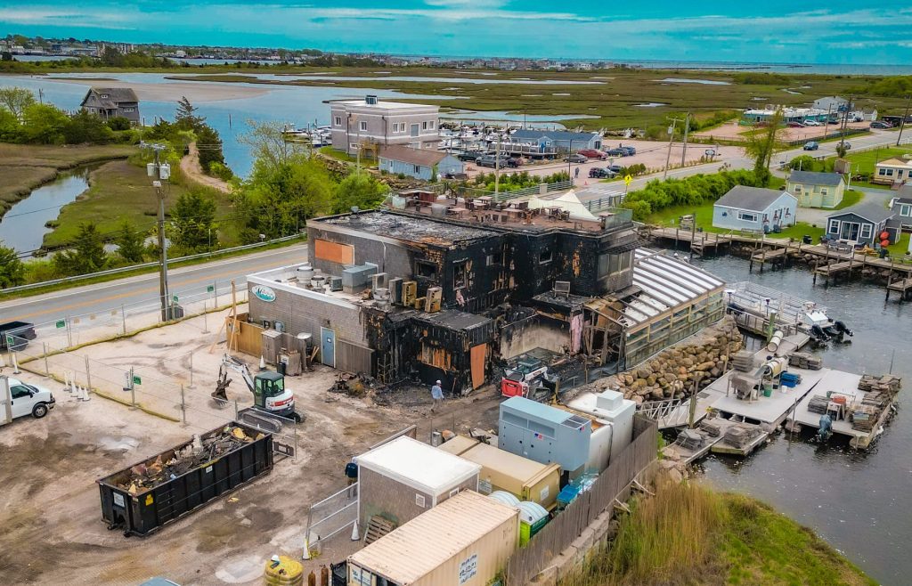 Drone footage captures aftermath of Matunuck Oyster Bar fire - Whats ...